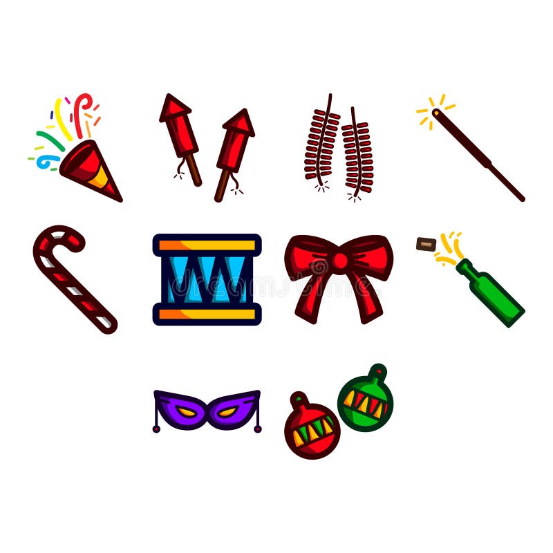 Festive icon set stock vector. Illustration of cartoon - 253523488