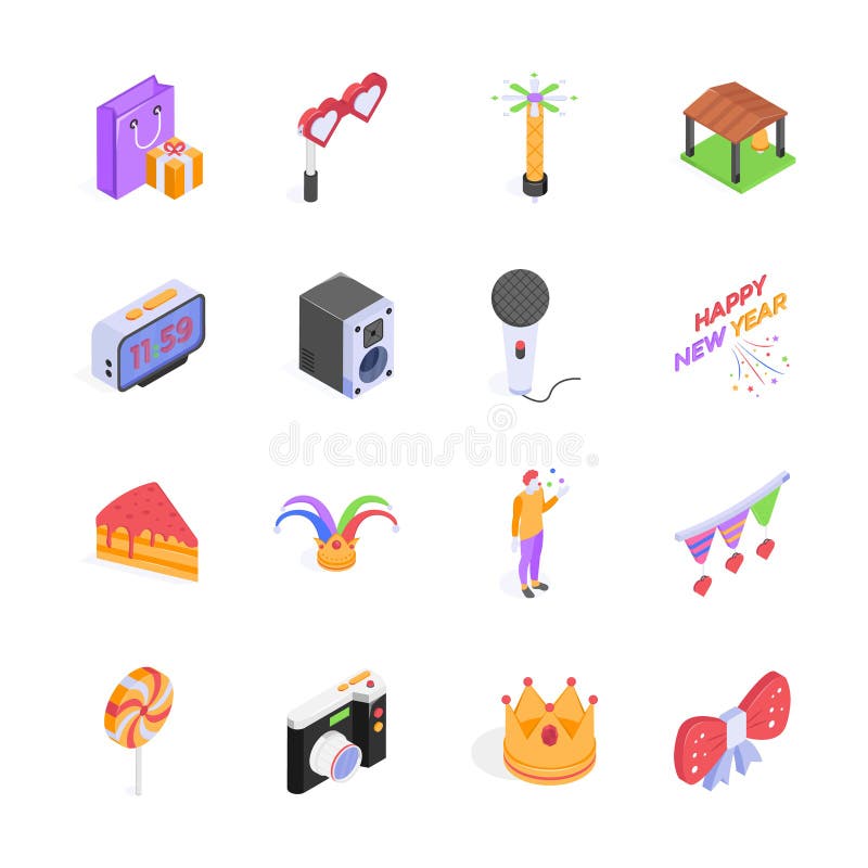 Festive Icons for a Celebration or Event Stock Illustration ...