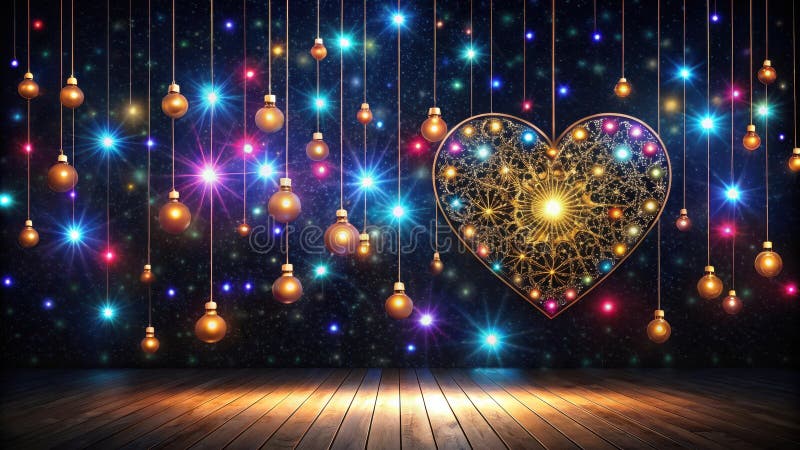 Festive Illumination a Romantic Setting with Orbs and a Sparkling Heart ...