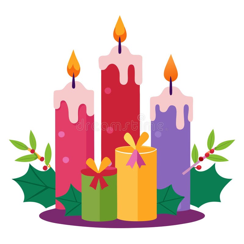 Festive Illumination. Traditional Christmas Advent Candles Stock Vector ...