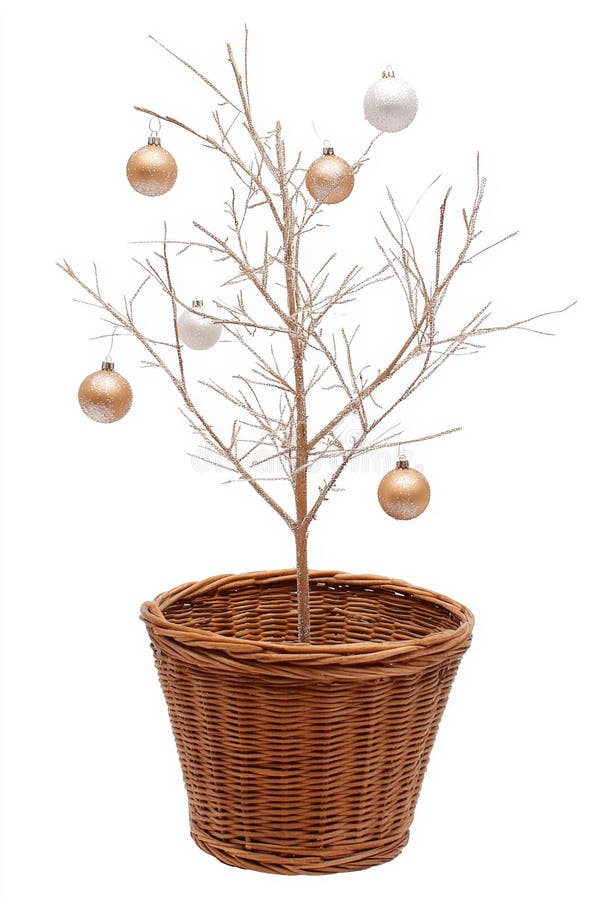 A Festive Illustration of a PNG Christmas Tree Placed Inside a Basket ...