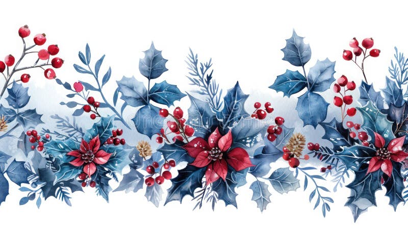 Snowy Christmas Border: Abstract Seamless Snowflake Design Stock ...