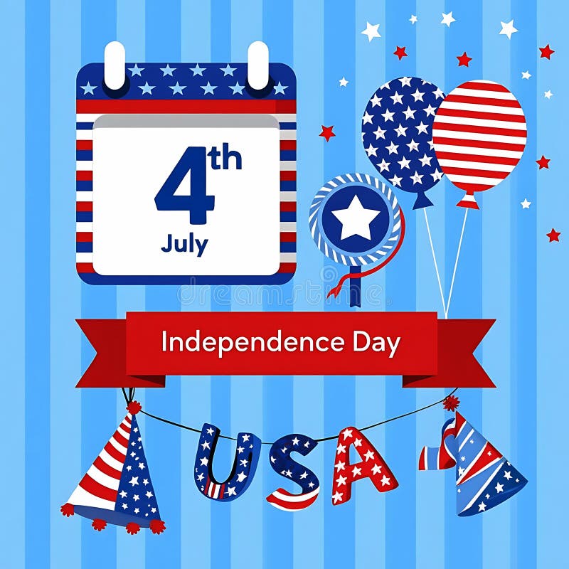 Happy 4th of July Subtle Flag Patriotic Greeting Stock Illustration ...