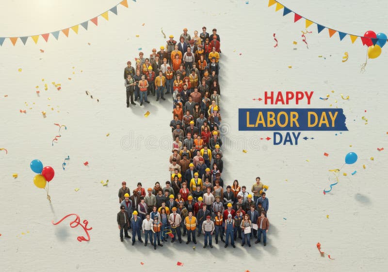 Workers forming number one stock illustration. Illustration of holiday ...