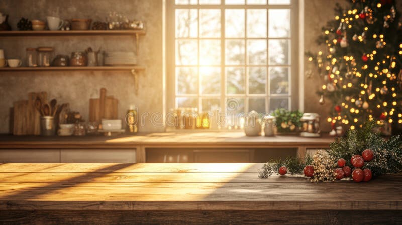 Festive Kitchen Decor, Festive Wooden Table Creates an Elegant Backdrop ...