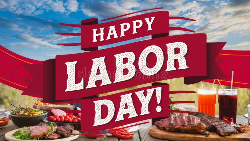 Festive Labor Day Message with Red and Blue Accents Stock Illustration ...