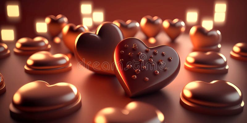 Festive Lights Background Hearts Scene with Chocolates Love ...