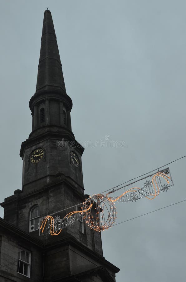 Festive Lights stock photo. Image of steeple, building - 49477176