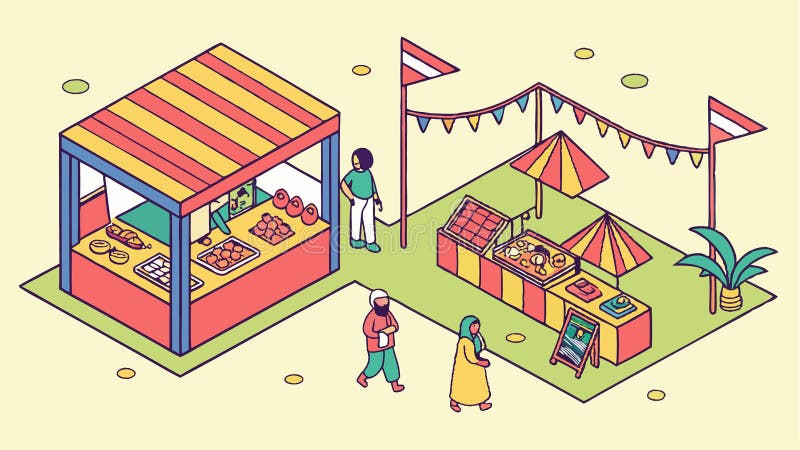 Festive Market Stalls Ramadan Bazaar Celebration Illustration ...