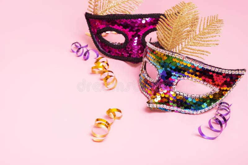 Festive Mask for Masquerade or Carnival Celebration on Colored ...