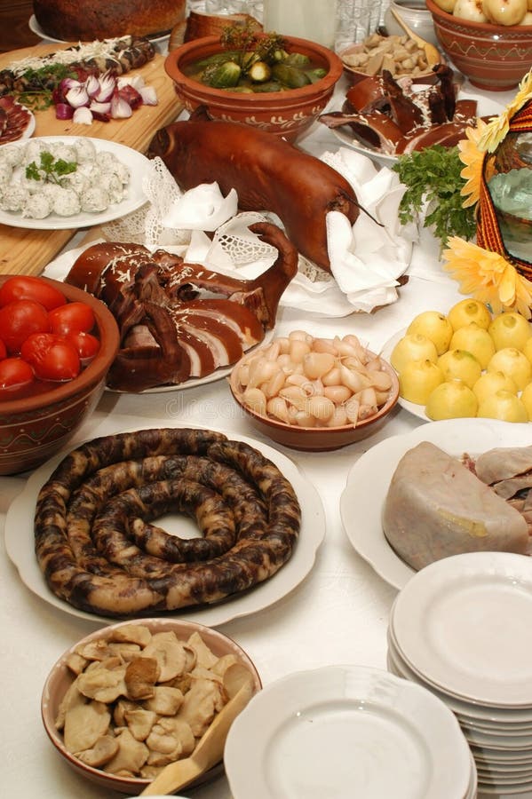 Set of Festive Meals of Meat and Vegetables Isolated Stock Photo ...