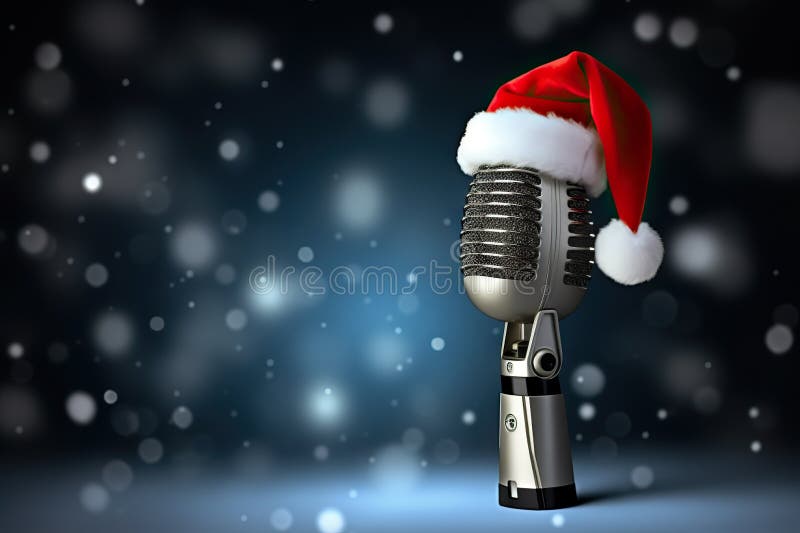 Festive Melodies Composite Image of Microphone with Santa Hat ...