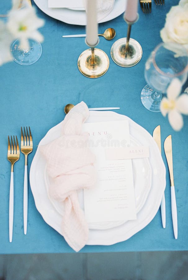 Festive Menu with a Personalized Invitation Lies on a Plate with a ...