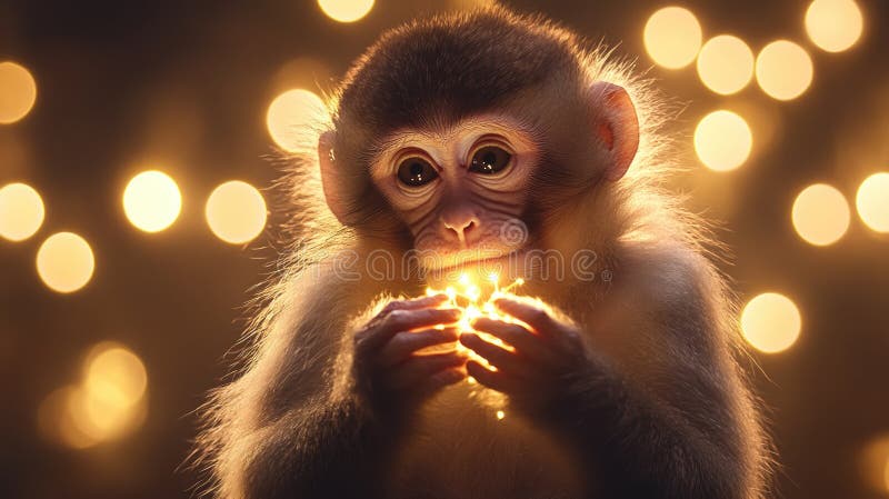 Festive Monkey Day Celebration with Glowing Decorations and Joyful ...