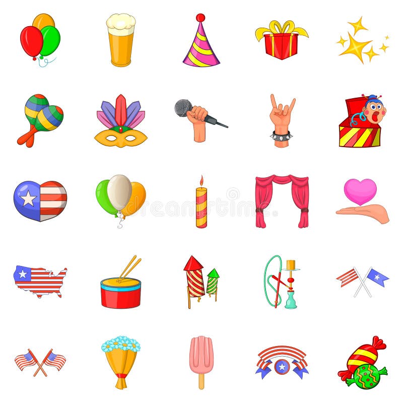 Festive Mood Icons Set, Cartoon Style Stock Vector - Illustration of ...