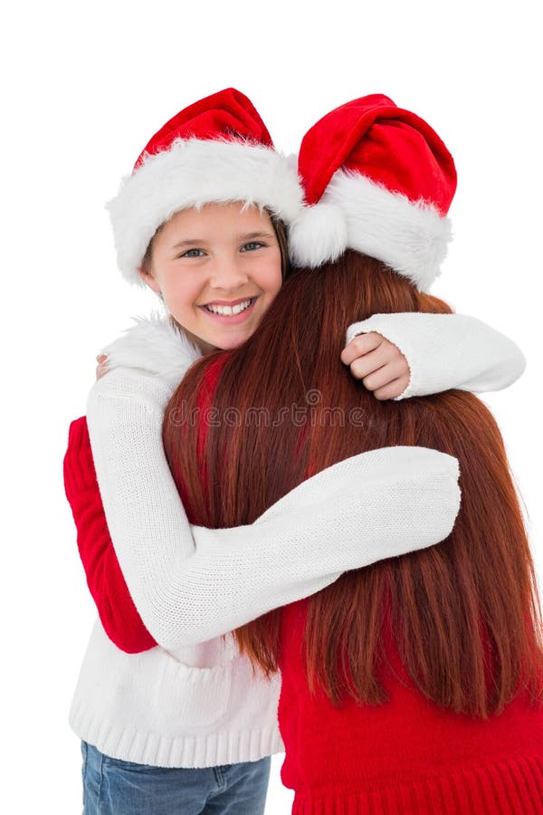 Festive Mother Giving Daughter a Hug Stock Photo - Image of family ...