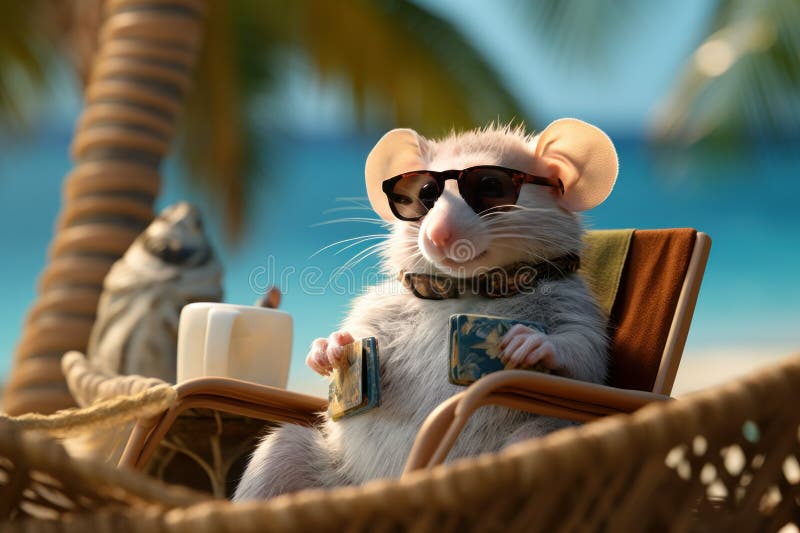 Festive Mouse Beach Vacation. Generate Ai Stock Illustration ...