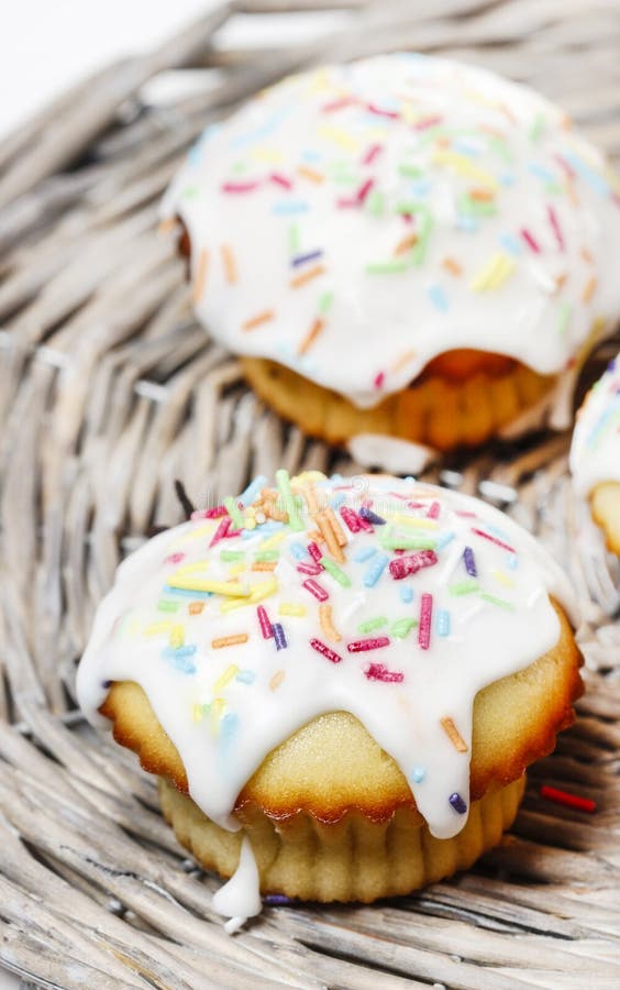 Festive Muffins Decorated with Colorful Sprinkles Stock Photo - Image ...