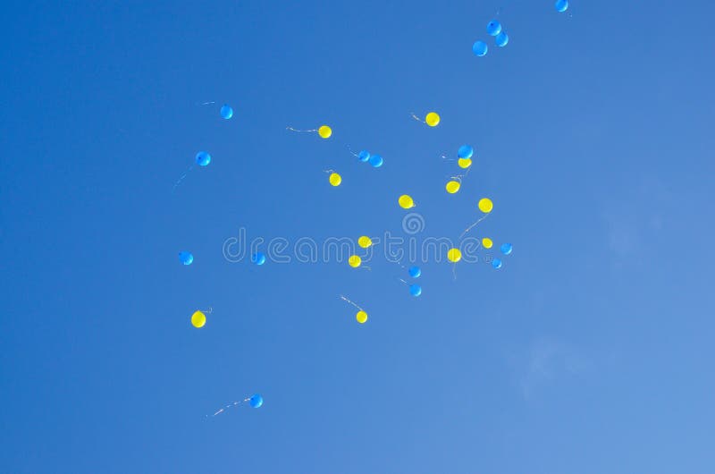 Festive Multi-colored Balloons in the Blue Sky Stock Image - Image of ...