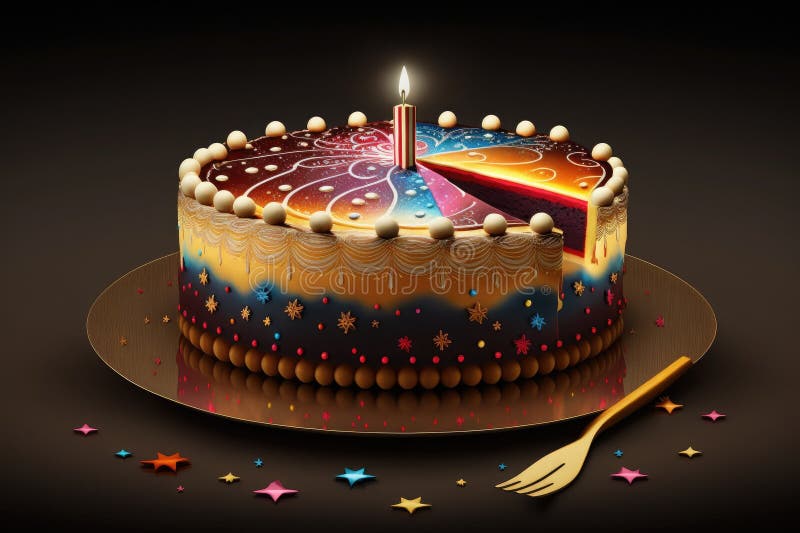 Festive Multi-serving Birthday Cake for Festive Table Stock ...