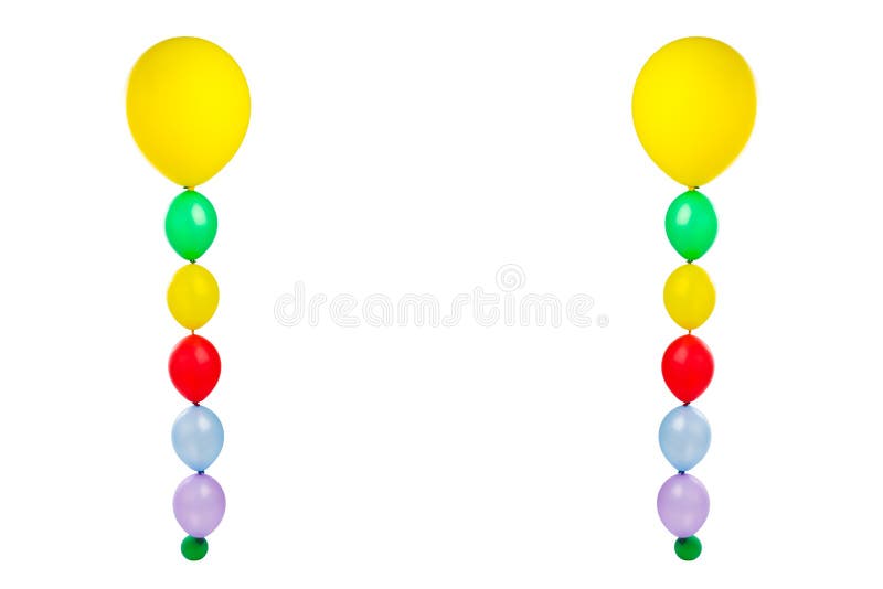 Festive Multicolor Balloons Columns, Isolated on White Stock ...