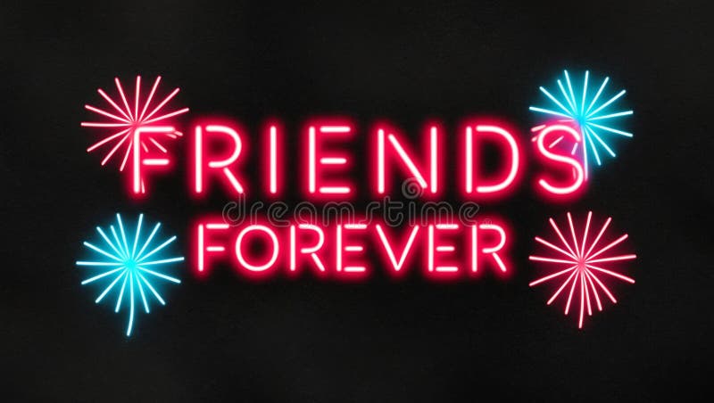 Festive Neon Backlit Style of the Word Friends Forever Ai Generated ...