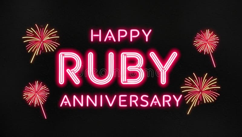 Festive Neon Backlit Style of the Word Happy Ruby Anni Ai Generated Stock Illustration ...