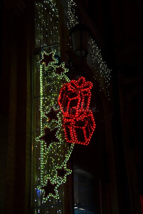 Festive Neon Lights Flares Isolated on Black Background Stock Photo ...