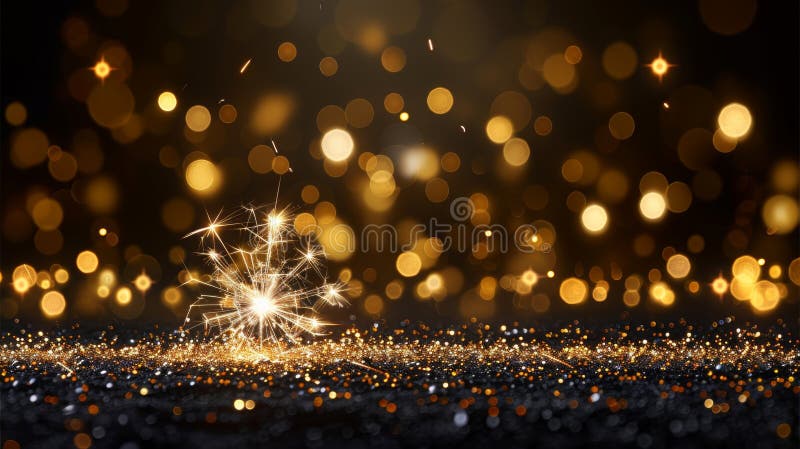 Festive New Year Celebration with Glowing Sparkler and Beautiful Bokeh ...