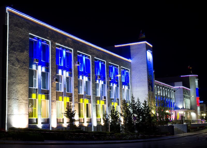 Festive Night Building Illumination Editorial Photography - Image of ...