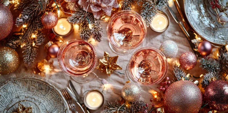 A Festive Night-time Holiday Gathering with Sparkling Drinks and ...