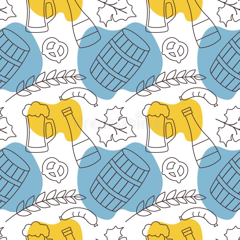Festive Oktoberfest Seamless Pattern Design with Flat Cartoon ...