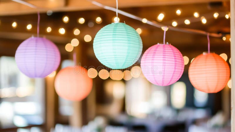 Festive Paper Lanterns and Flowers are on Display at the Outdoor Event ...
