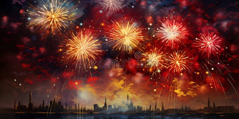 Festive Party Celebration Display with Fireworks, Ai Generative Stock ...