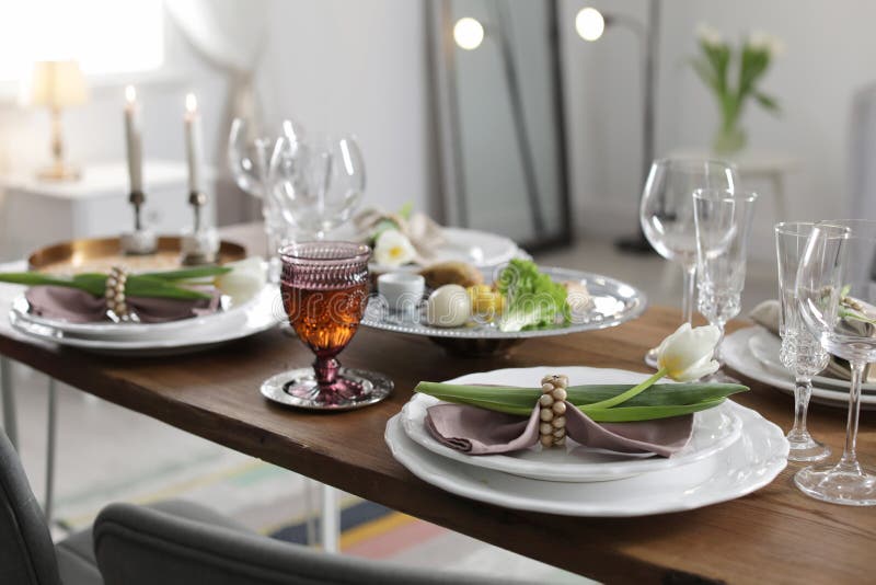 Festive Passover Table Setting at Home. Stock Photo - Image of dinner ...