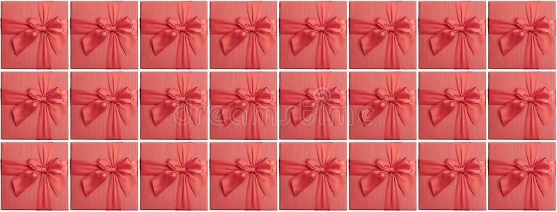 Festive Pattern from Red Gift Boxes. Greeting Card. Composition from ...