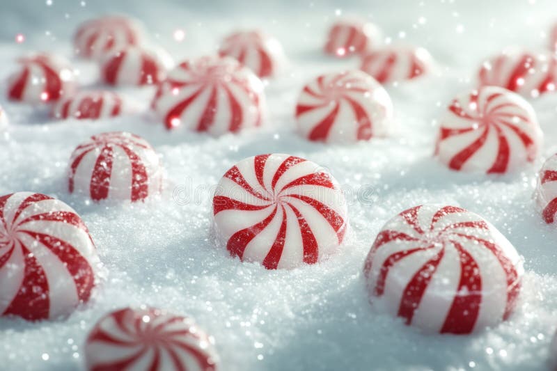 Festive Peppermint Candies in Snowy China Stock Illustration ...