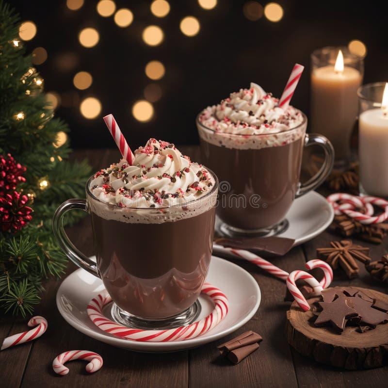 Festive Peppermint Mocha Delight in Christmas Colors Stock Illustration ...