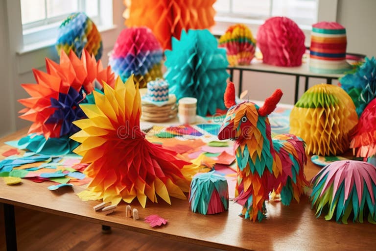 Festive Pinata Patterns and Templates on Table Stock Illustration ...