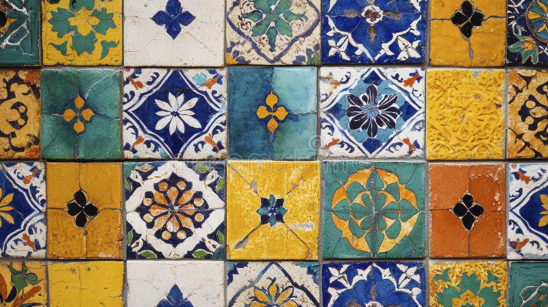 Colorful Ceramic Tiles with Intricate Patterns Stock Illustration ...