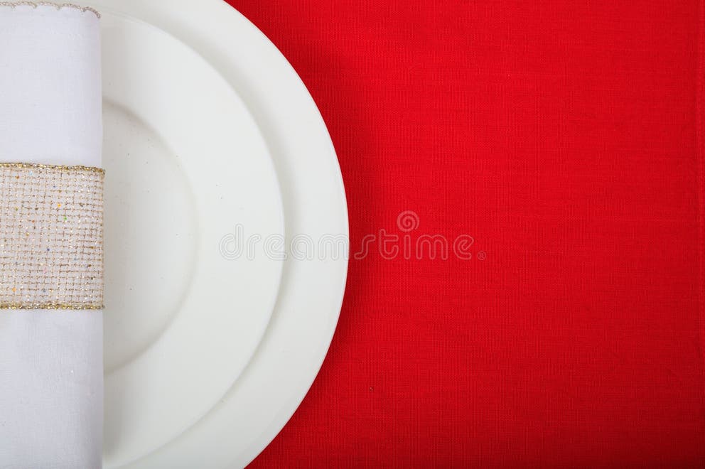 Formal Table Setting on Red Tablecloth Stock Photo - Image of event ...