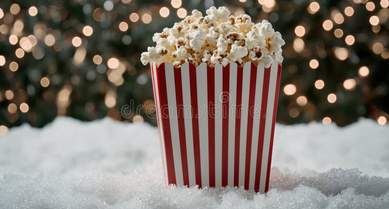 Festive popcorn in snow stock illustration. Illustration of festive ...