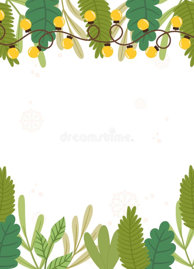 Festive Poster Template Featuring Yellow String Lights, Greenery, and ...