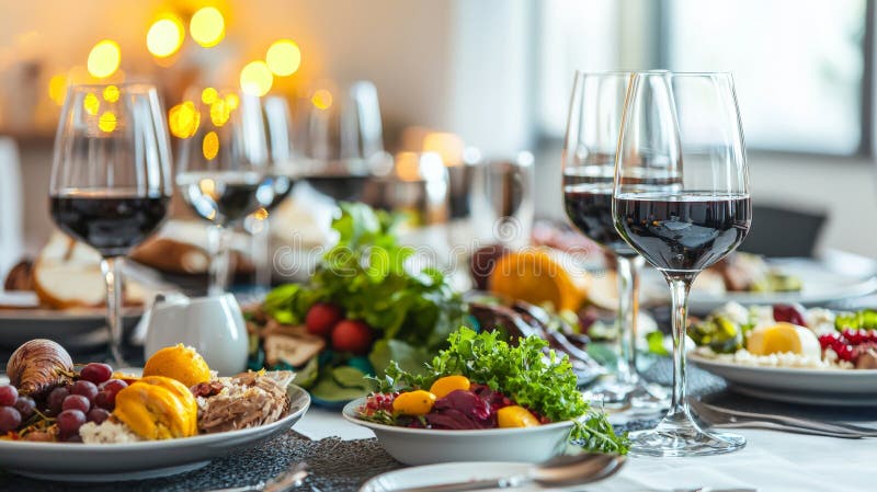 Festive Purim Dinner with Elegant Table Setting. Celebration Featuring ...