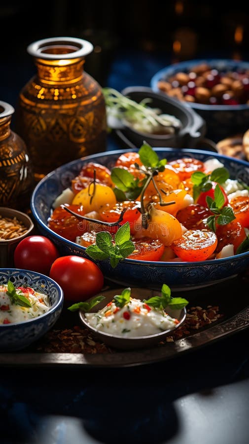 Ramadan iftar table stock illustration. Illustration of traditional ...