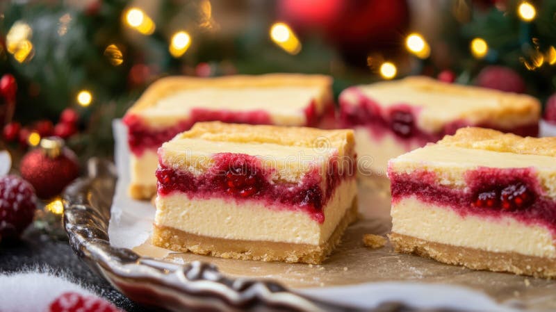 Festive Raspberry Swirl Cheesecake on Holiday Table Stock Image - Image ...