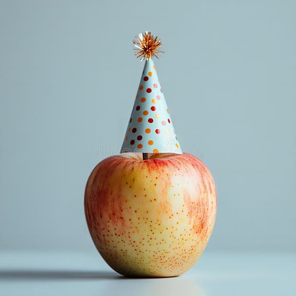 Festive Red Apple with Party Hat Celebration Concept Image Stock ...