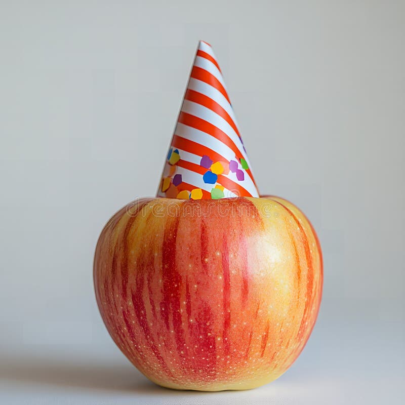 Festive Red Apple with Party Hat Celebration Concept Image Stock ...