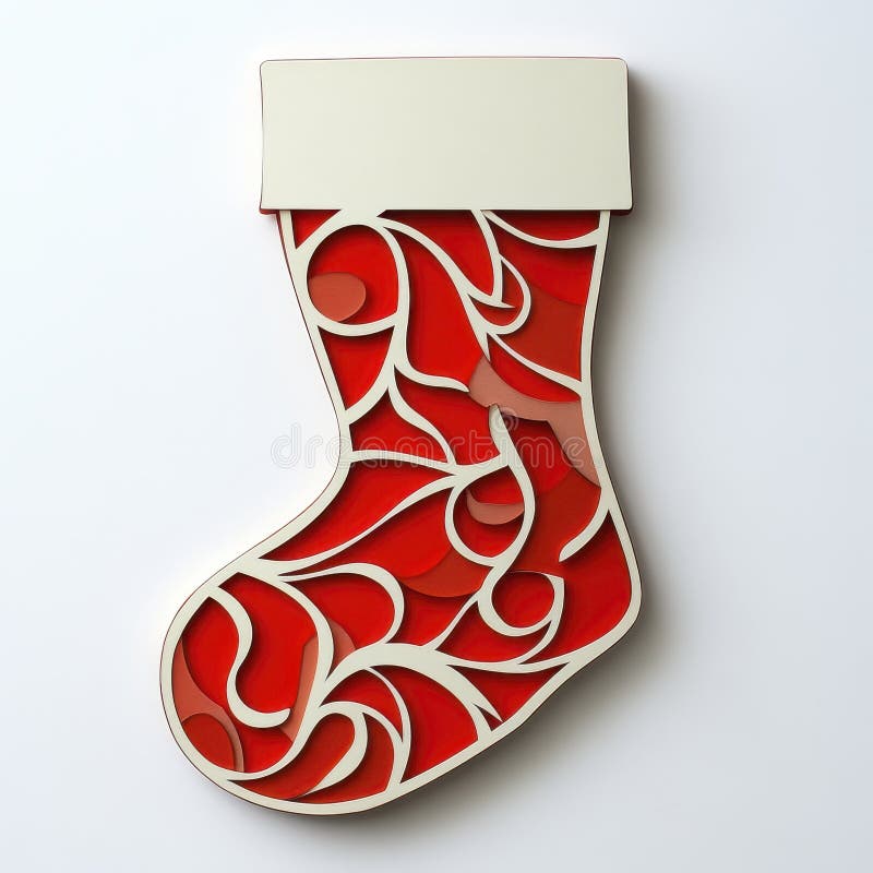 Festive Red Christmas Stocking with Fluffy White Trim on White ...