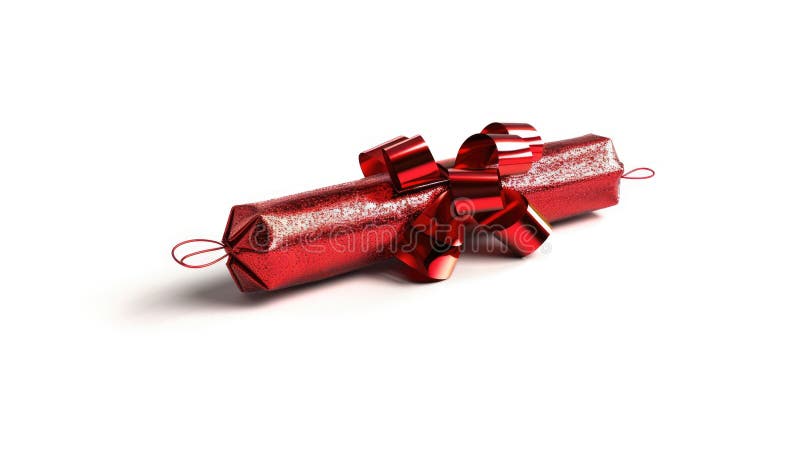 A Festive Red Cracker with a Decorative Bow, Perfect for Holiday ...